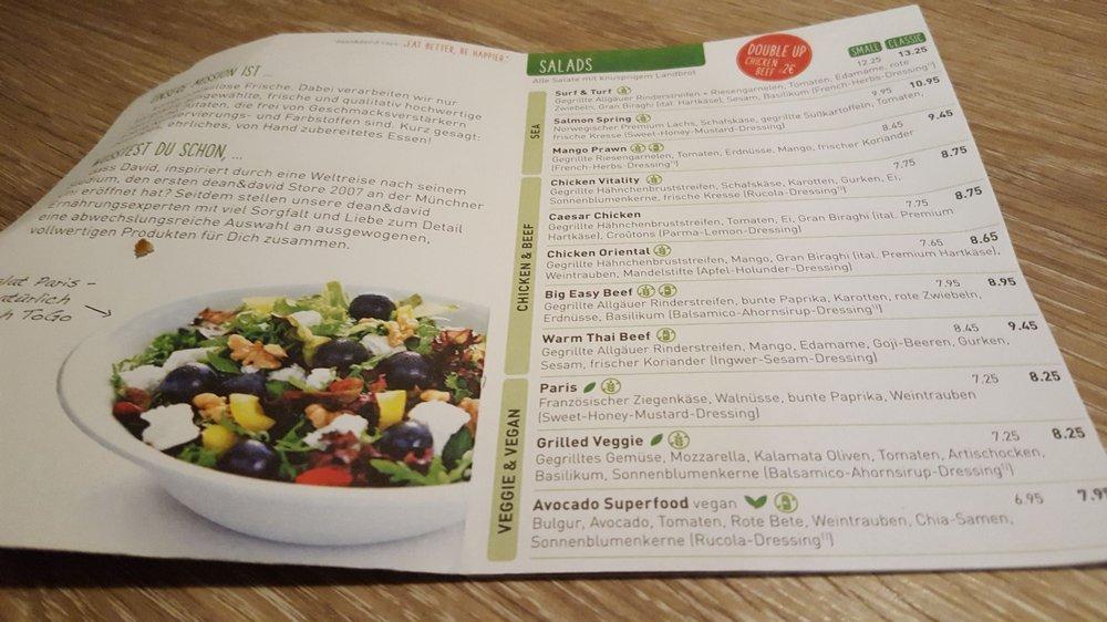 Speisekarte von dean&david Bowls, Salate, Curry und Smoothies in ...