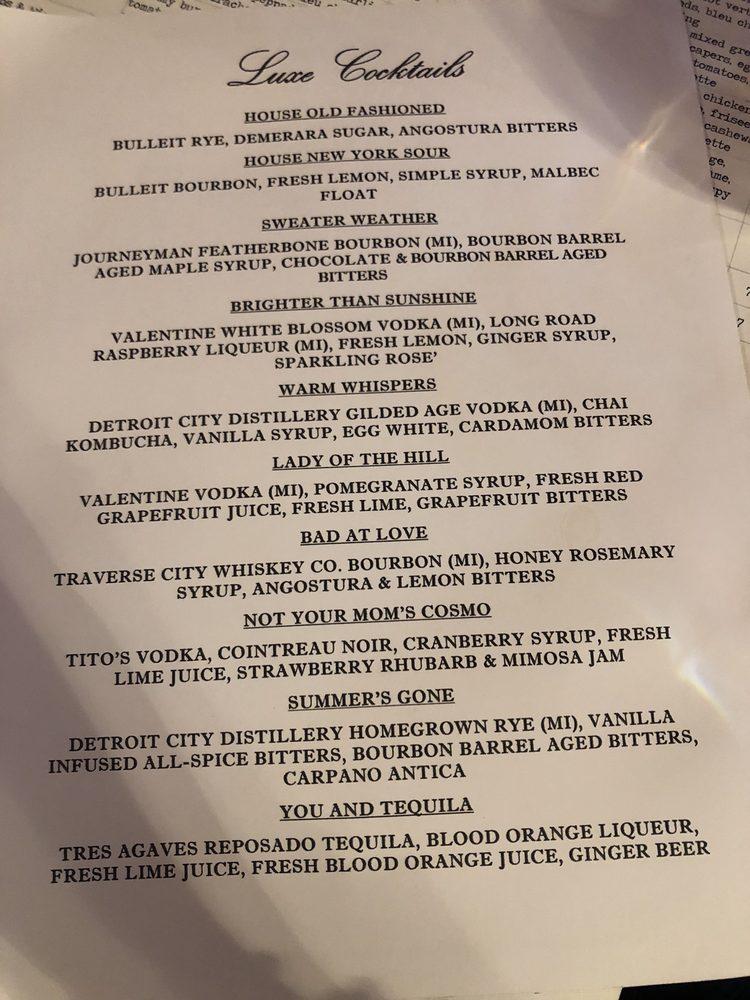 Menu at Luxe Bar & Grill, Grosse Pointe Farms, 115 Kercheval Ave