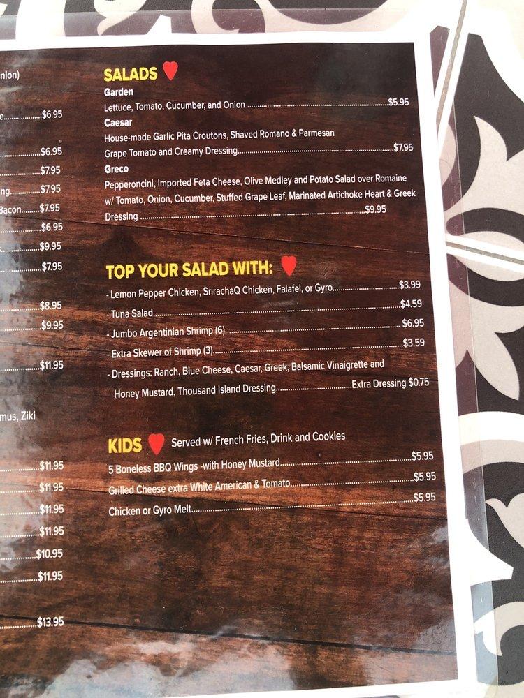 Menu at Pitaluv restaurant, Spring Hill