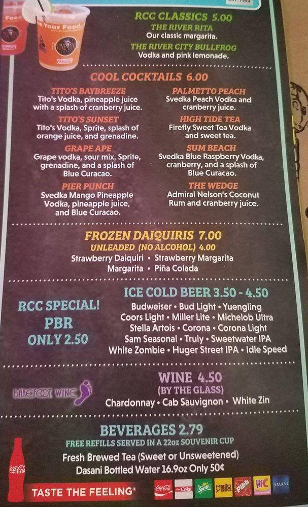 Menu at River City Cafe, Myrtle Beach, 208 73rd Ave N