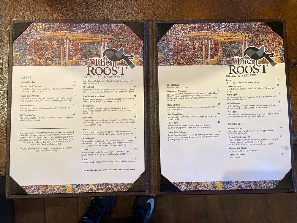 Menu at The Roost pub & bar, Stowe