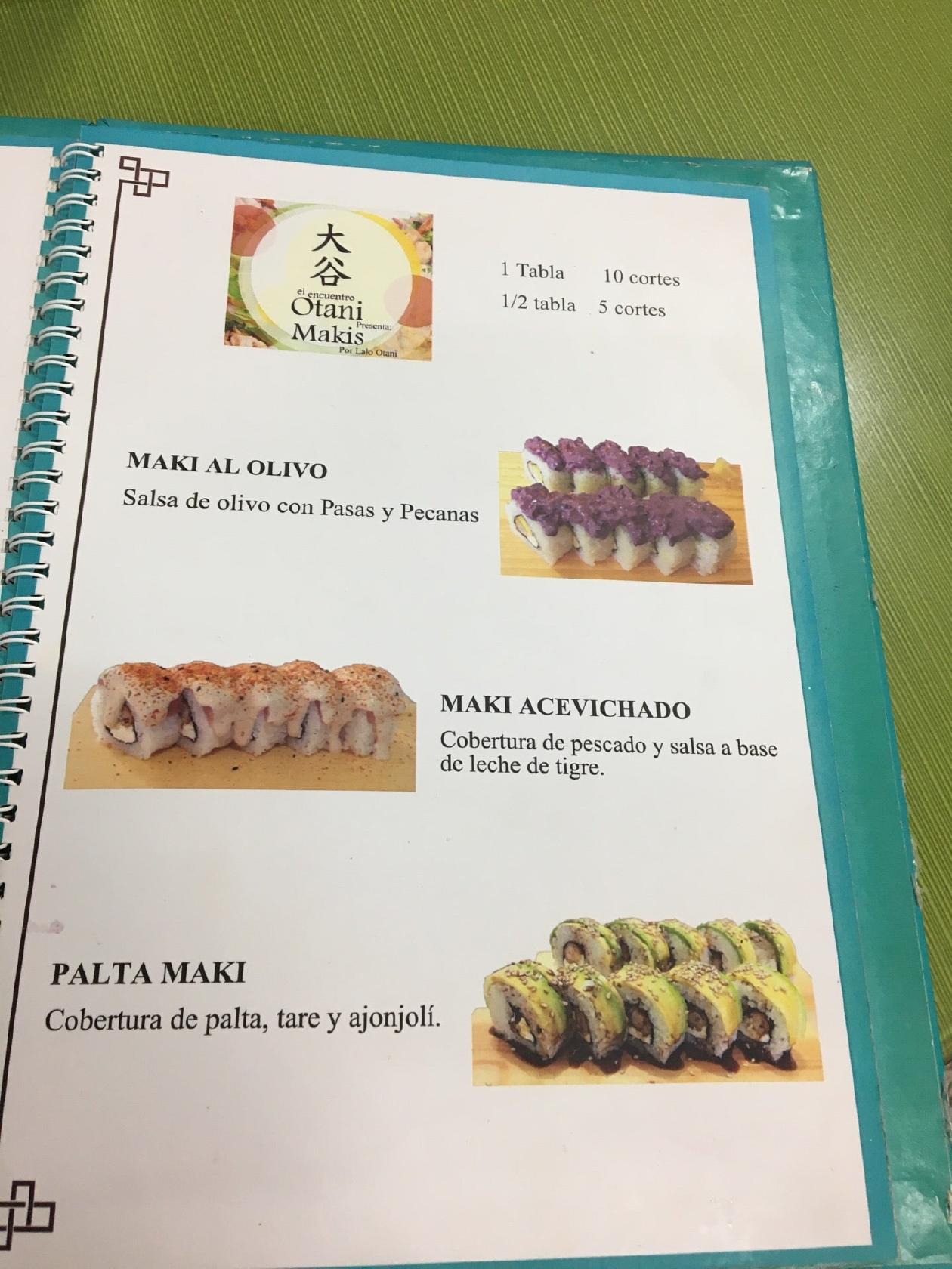 Menu at El Encuentro Otani restaurant, Chorrillos