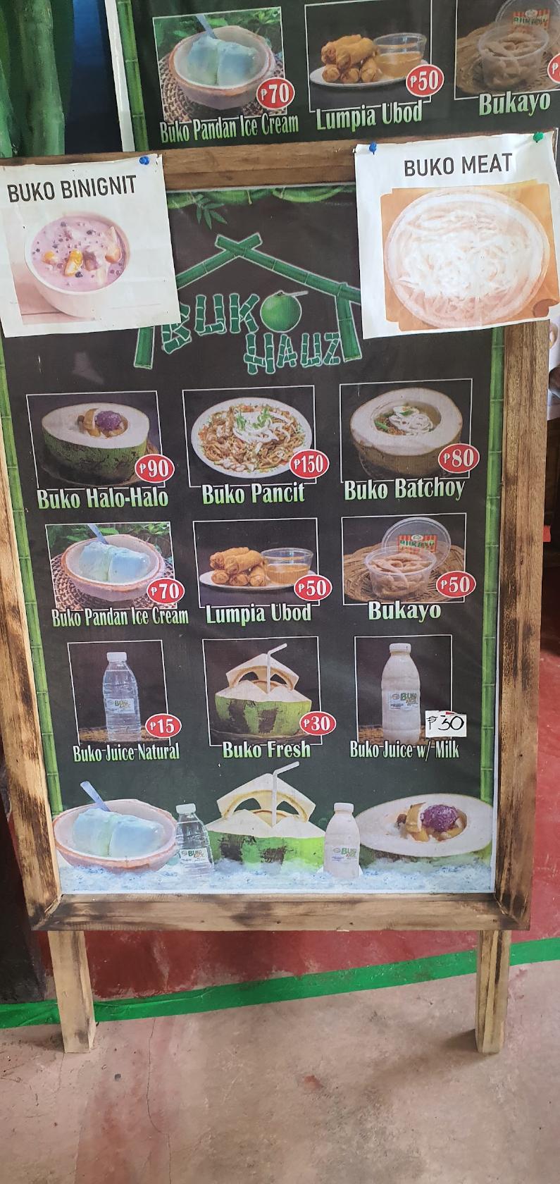 Menu at GL Buko Hauz cafe, Libungan