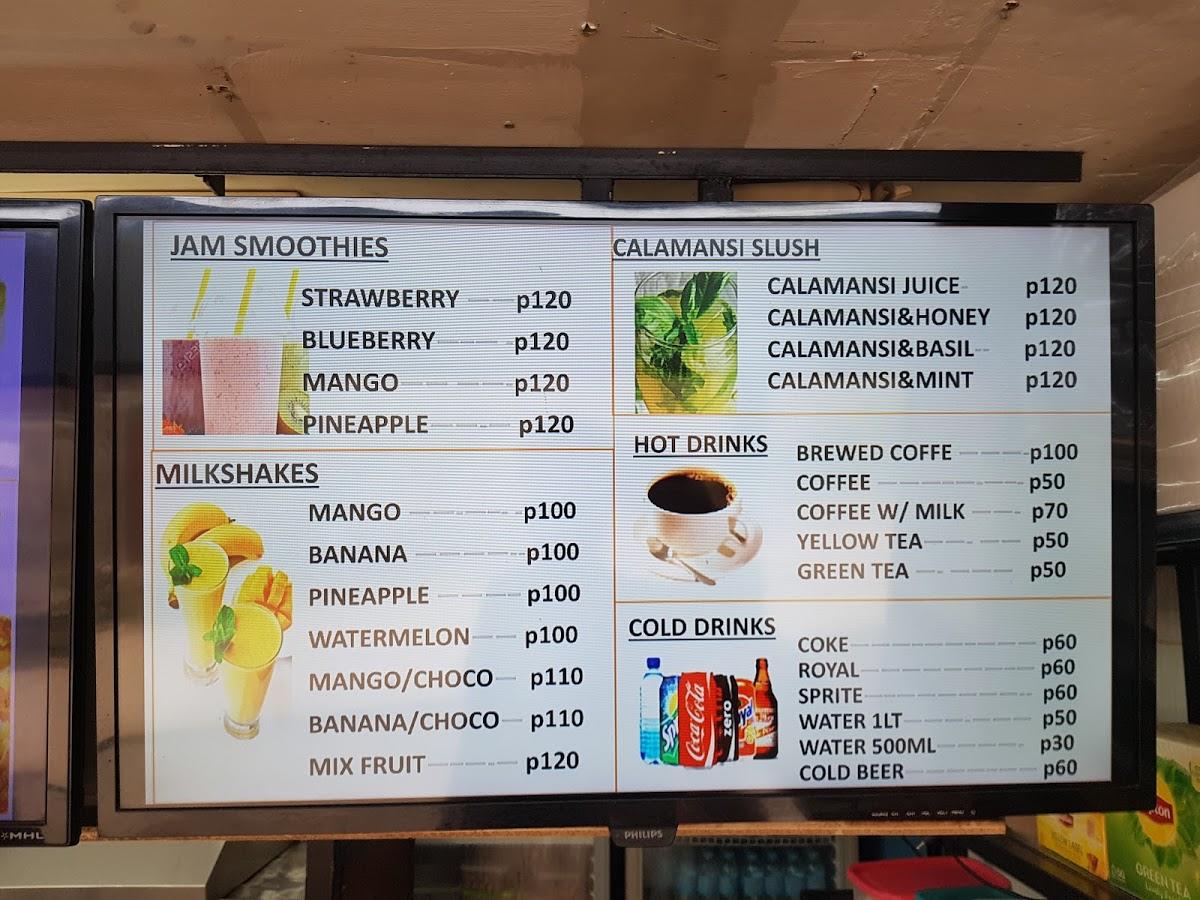 Menu at Hungry monkey restaurant, Panglao