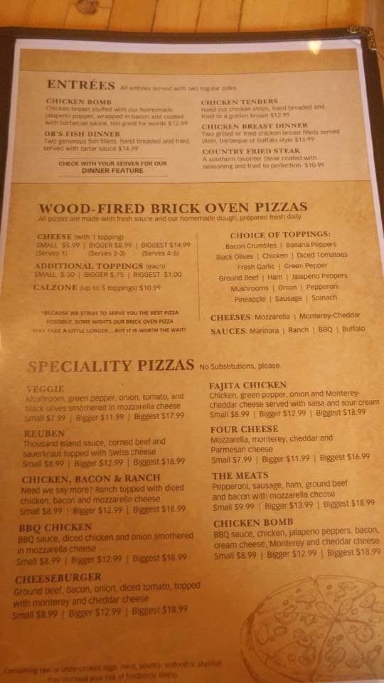 Menu at Beaver Street Brick Oven and Grill pizzeria, Corydon