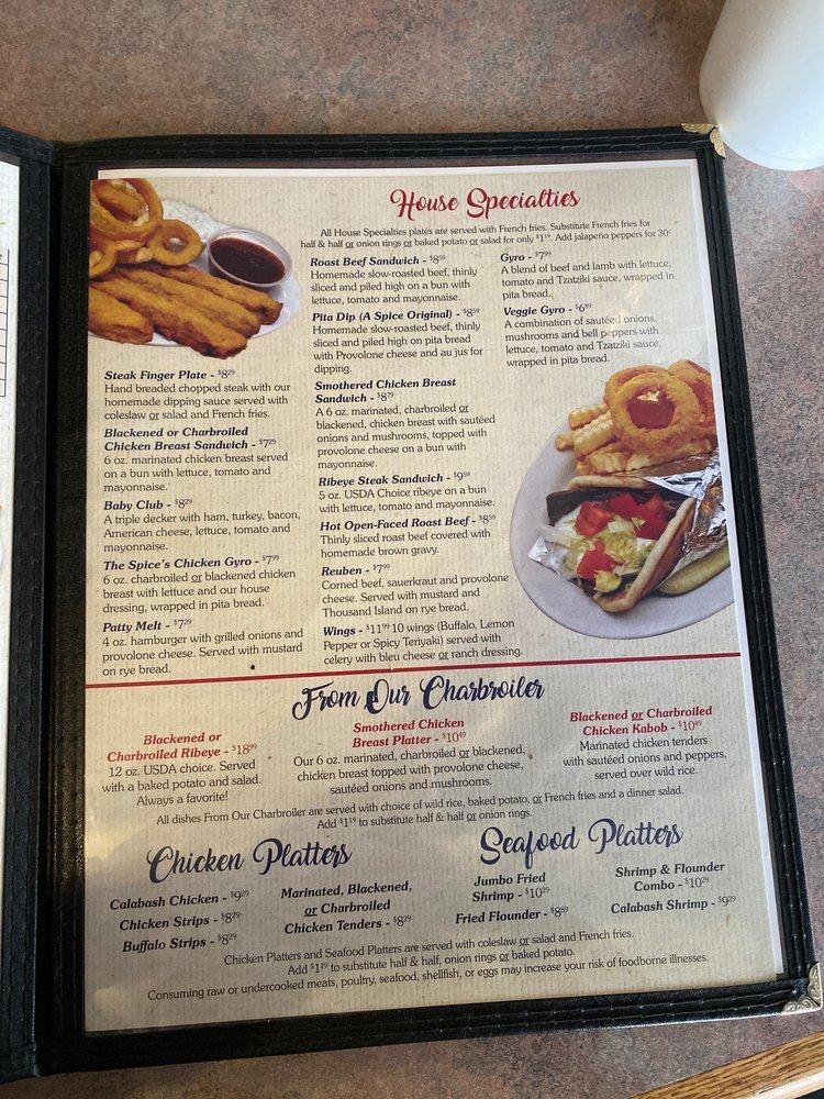 Menu at Spice Diner restaurant, Simpsonville