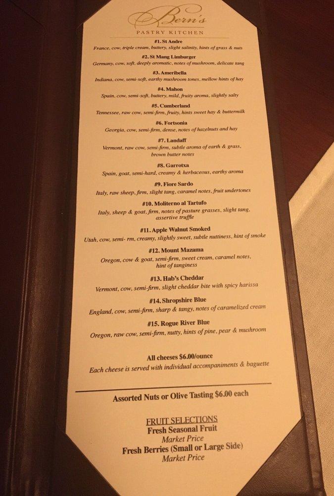 Menu at Bern's Steak House steakhouse, Tampa, 1208 S Howard Ave