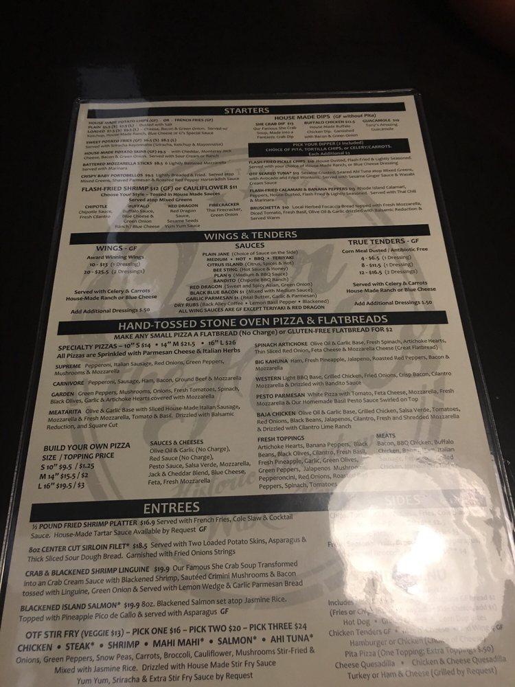 Menu at Over the Falls restaurant, Wake Forest, 419 Brooks St