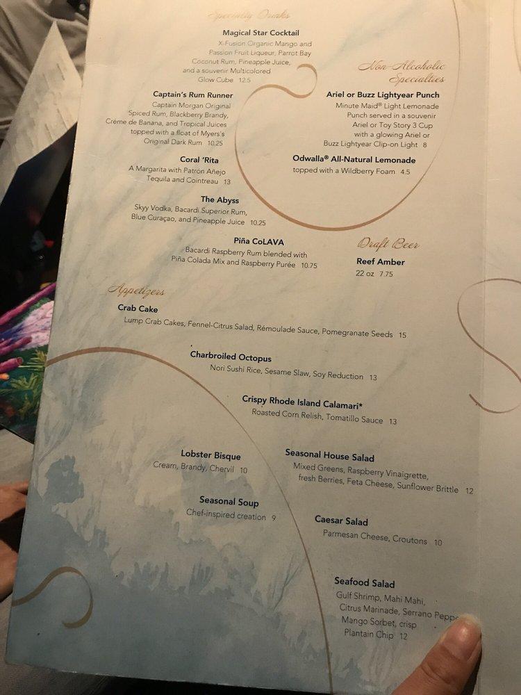 Menu at Coral Reef Restaurant, Orlando