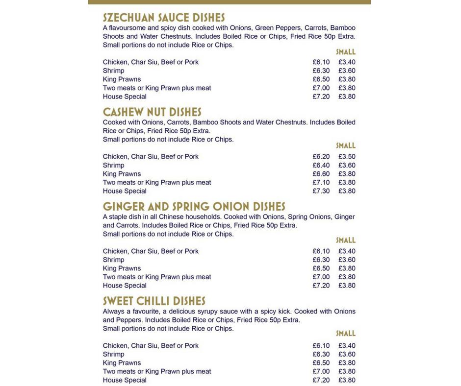 Menu at Golden Flower fast food, Consett
