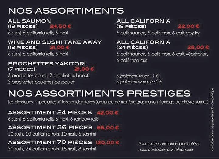 Menu at La Gaffe restaurant, Saint-Florent