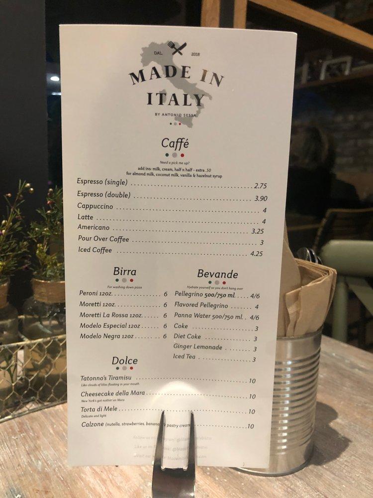 Menu at Made In Italy Bistro pizzeria, Westlake Village