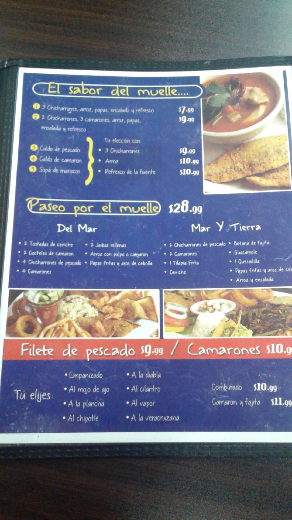 Menu at Muelle 37 restaurant, Pharr, N Cage Blvd