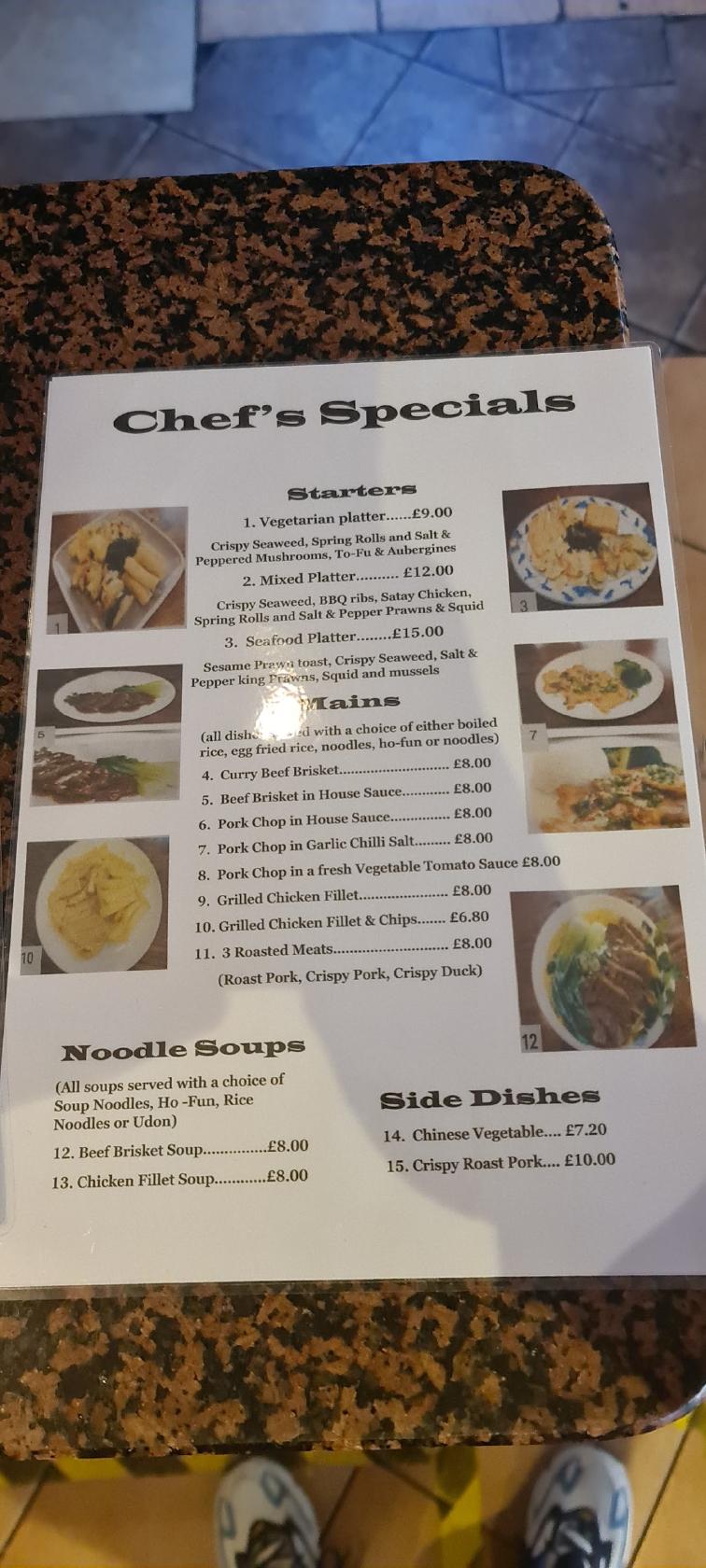 Menu at Tai Won Mein Noodle House restaurant, Gillingham