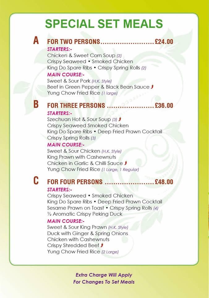 Menu at CHINESE OPEN KITCHEN Chinese Takeaway restaurant, Runcorn