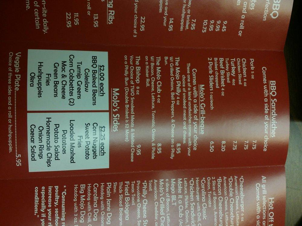 Menu at MoJo's BBQ & Grill, Fulton