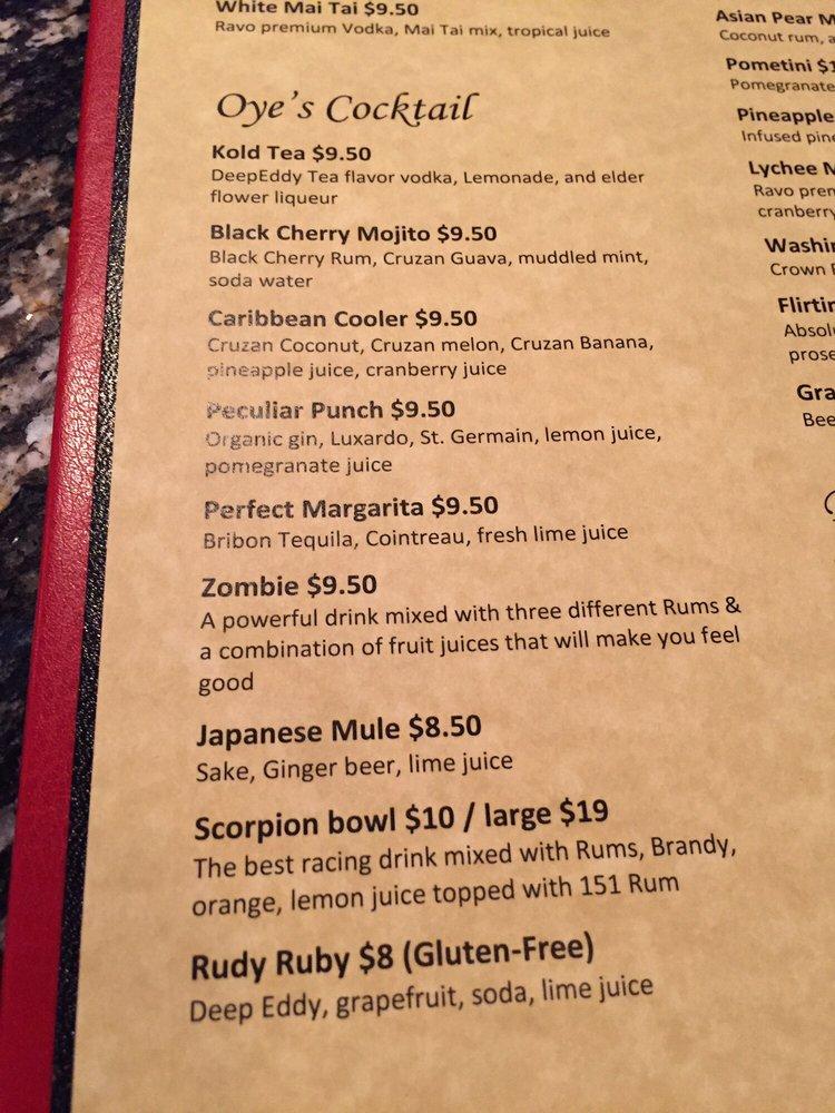 Menu at Oye's Chinese Restaurant, Saugus