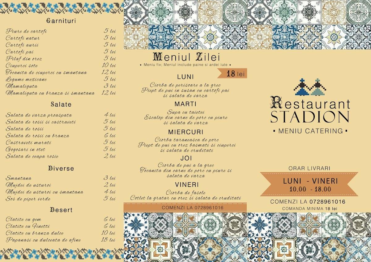 Menu at Pensiunea Restaurant Stadion, Hunedoara
