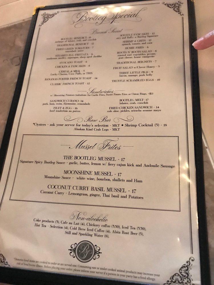 Menu at Bootleg Special pub & bar, Boston