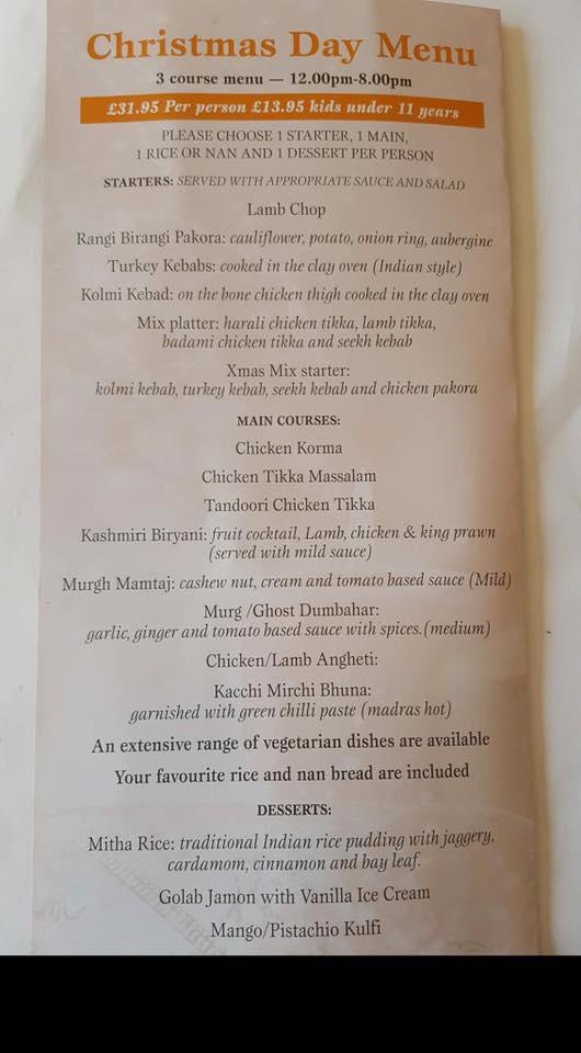 Menu at Everest Inn restaurant, Dunfermline