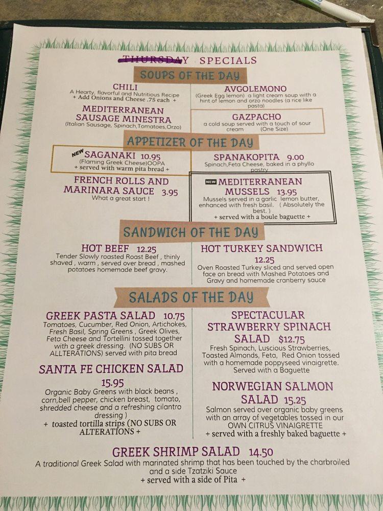 Menu at Island Cafe, Minocqua