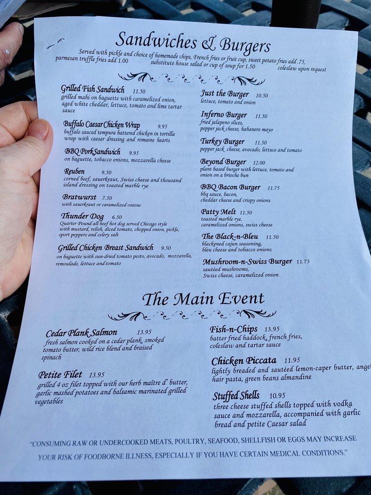 Menu at Oak Terrace Grille restaurant, Barrington