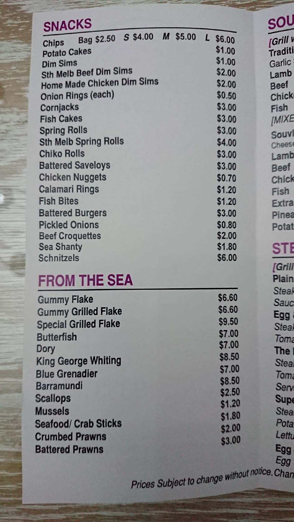 Menu at Seafood Delish restaurant, Greenvale, Shop 5