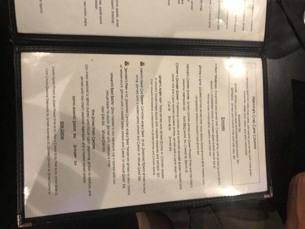 Menu at Mannings Restaurant, Clayton