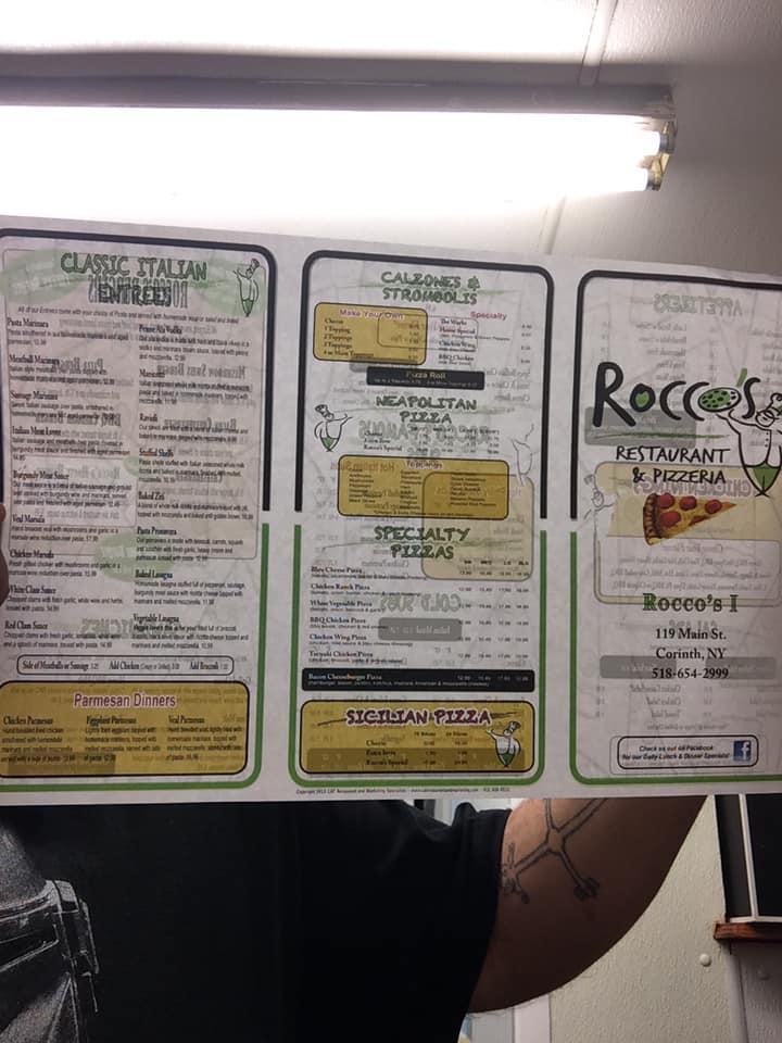 Menu at Rocco's Pizzeria, Corinth