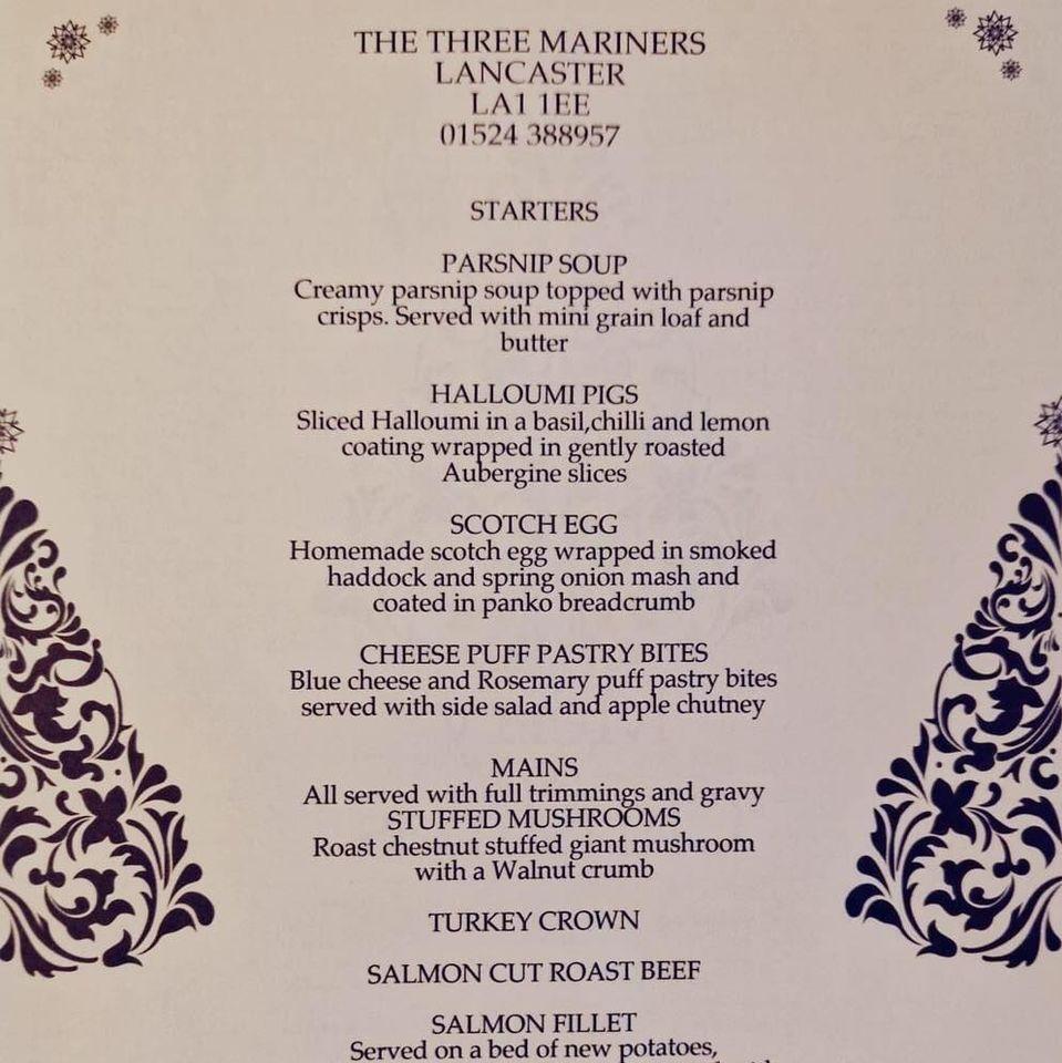 Menu at The Three Mariners, Lancaster pub & bar, Lancaster