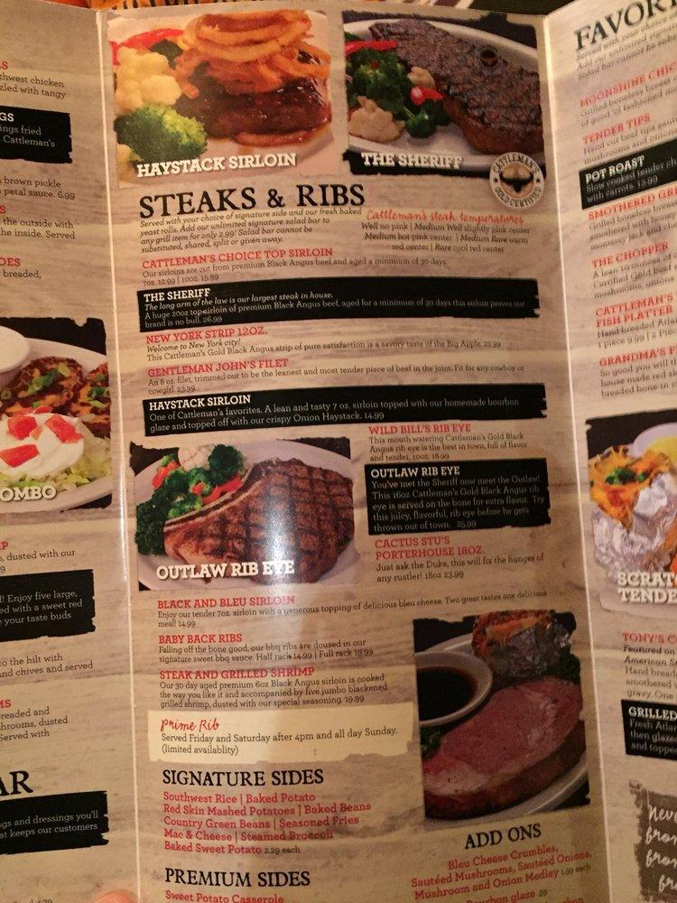 Menu at Cattleman's Roadhouse pub & bar, Georgetown