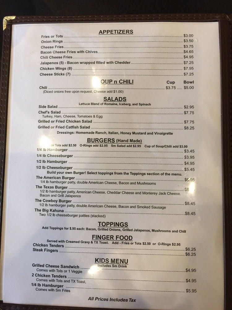 Menu at Darren's American Grill restaurant, Garland