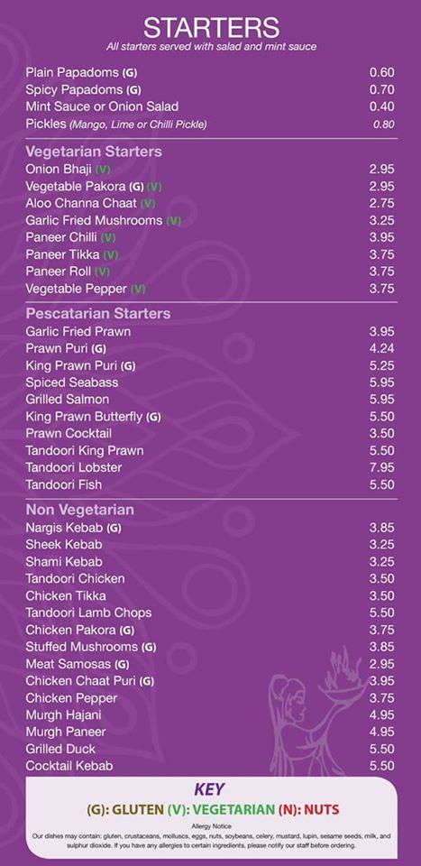 Menu at East End Balti restaurant, Shifnal