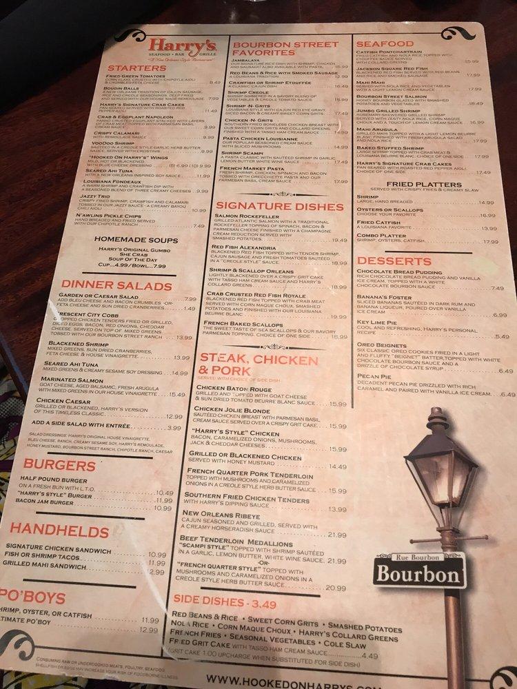 Menu at Harry's Seafood Bar & Grille, Tallahassee