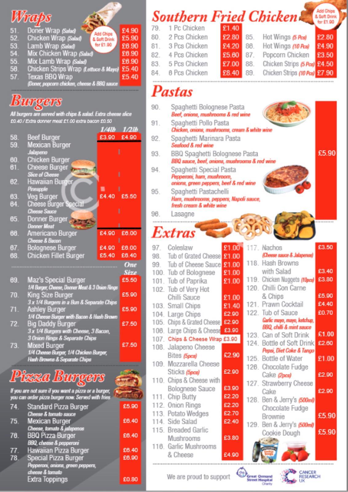 Menu at Pizza pizza fast food, Rotherham