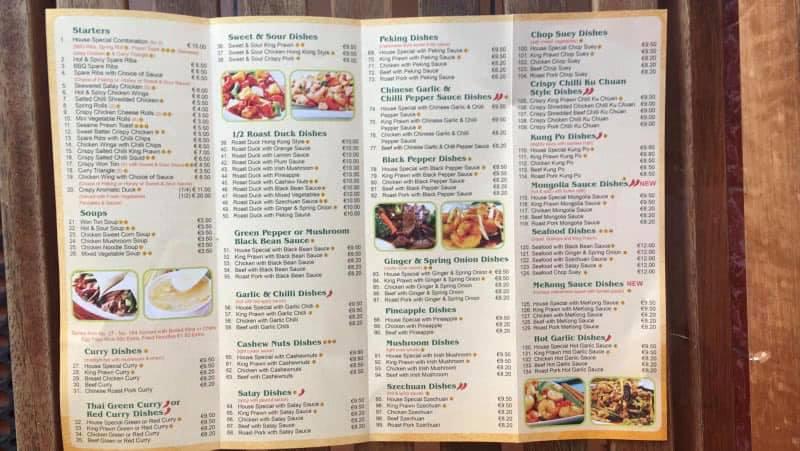 Menu at Regent Chinese gowran, Gowran