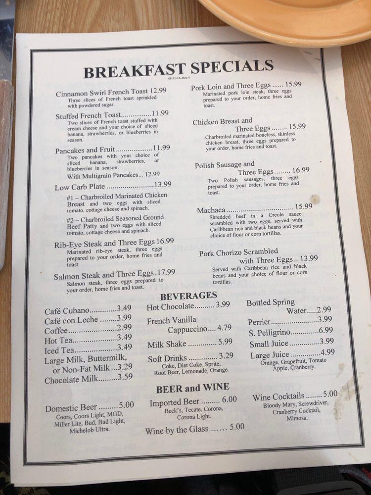Menu at Rick's Restaurant & Bakery, Palm Springs