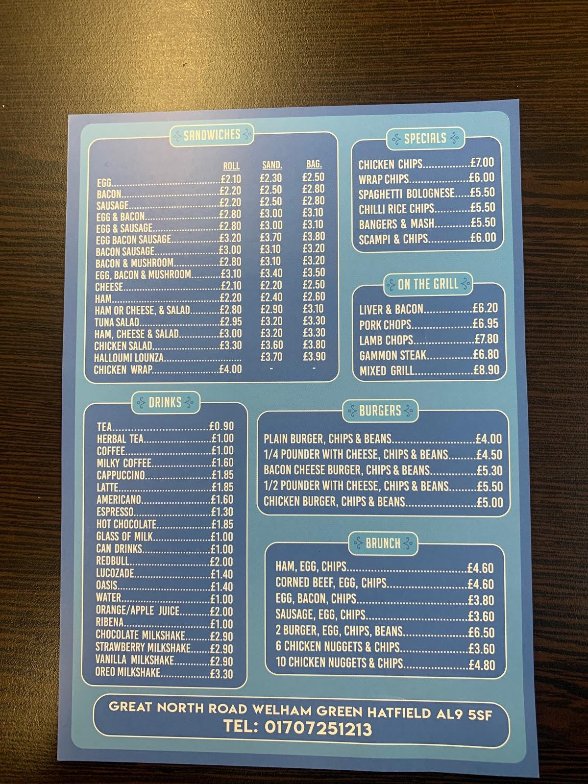 Menu at Rookery Cafe, Hatfield