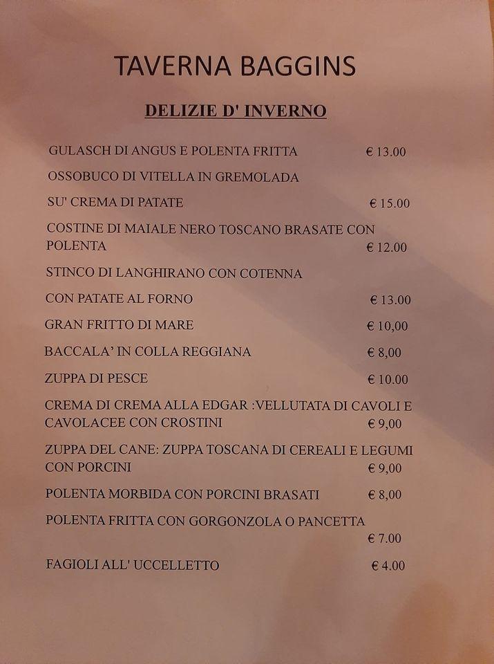 Menu at Taverna Baggins pub & bar, Bibbiano