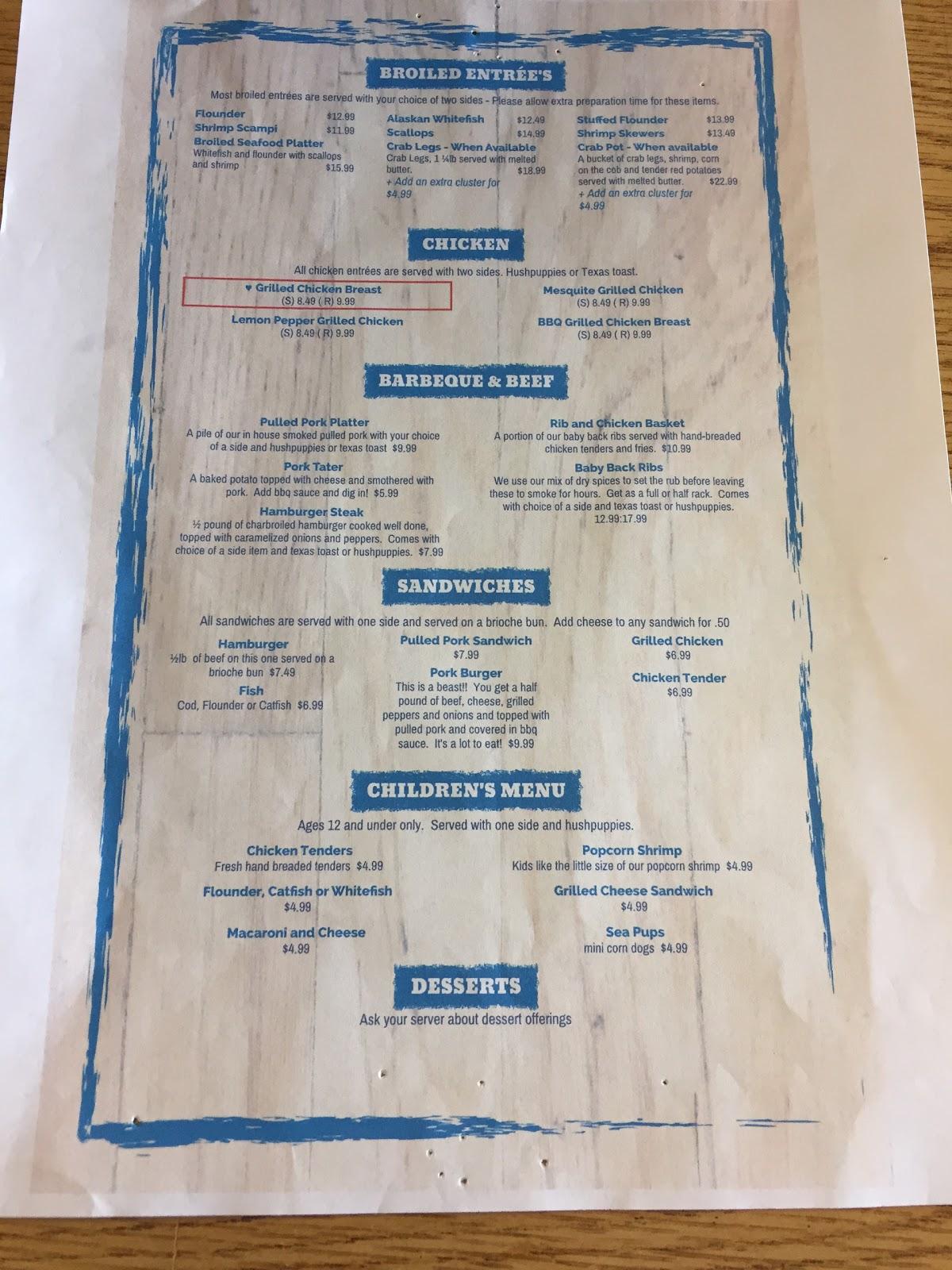 Menu at Fishtales restaurant, Norton