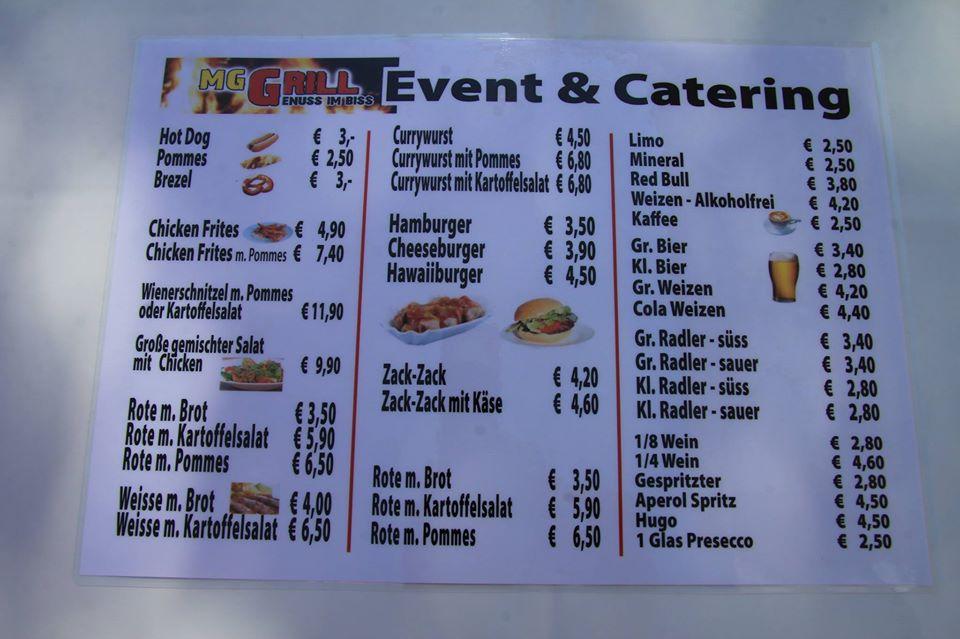 Menu at MG Grill restaurant, Bregenz