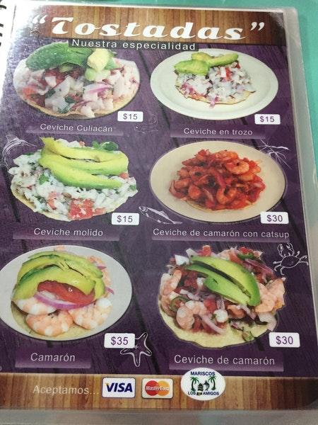 Menu at Mariscos Los Amigos restaurant, Guadalajara, Calle Francisco de ...
