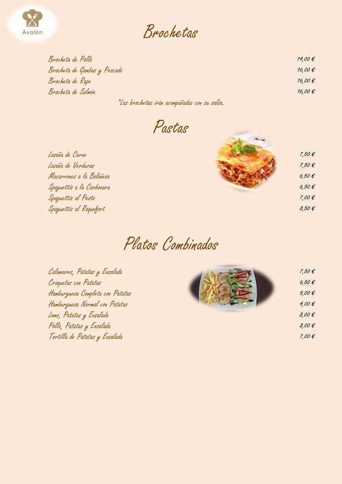 Menu at Restaurant Avalon, Salobreña, Mare Nostrum 24