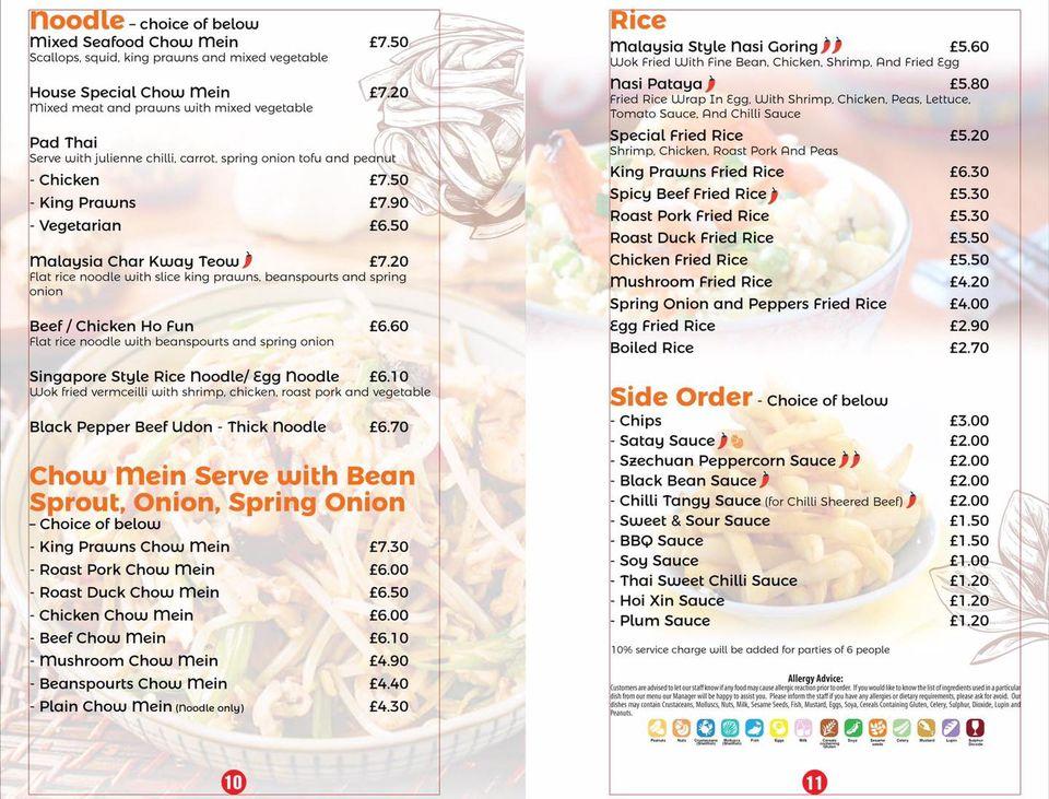 Menu at The Golden Panda restaurant, Woodbridge