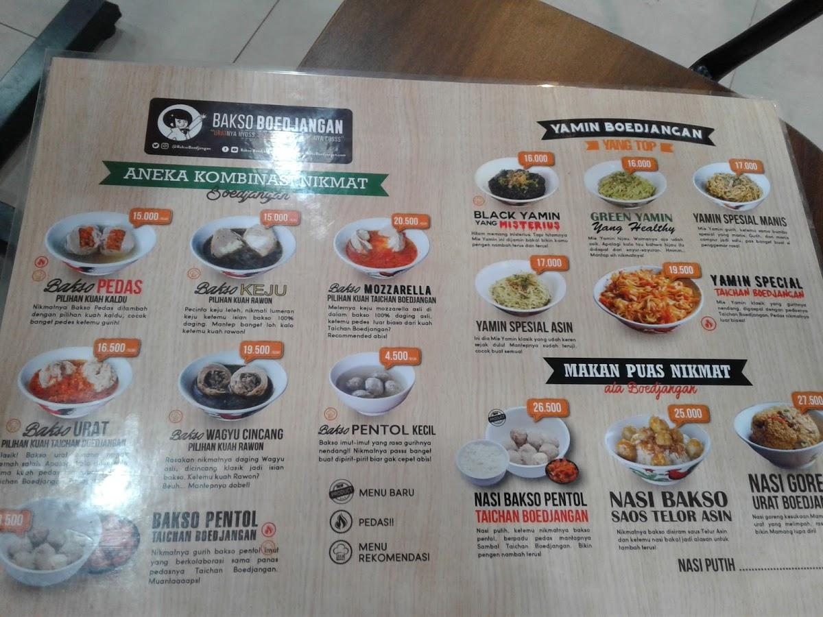 Menu at Bakso Boedjangan Transmart Jember restaurant, Jember