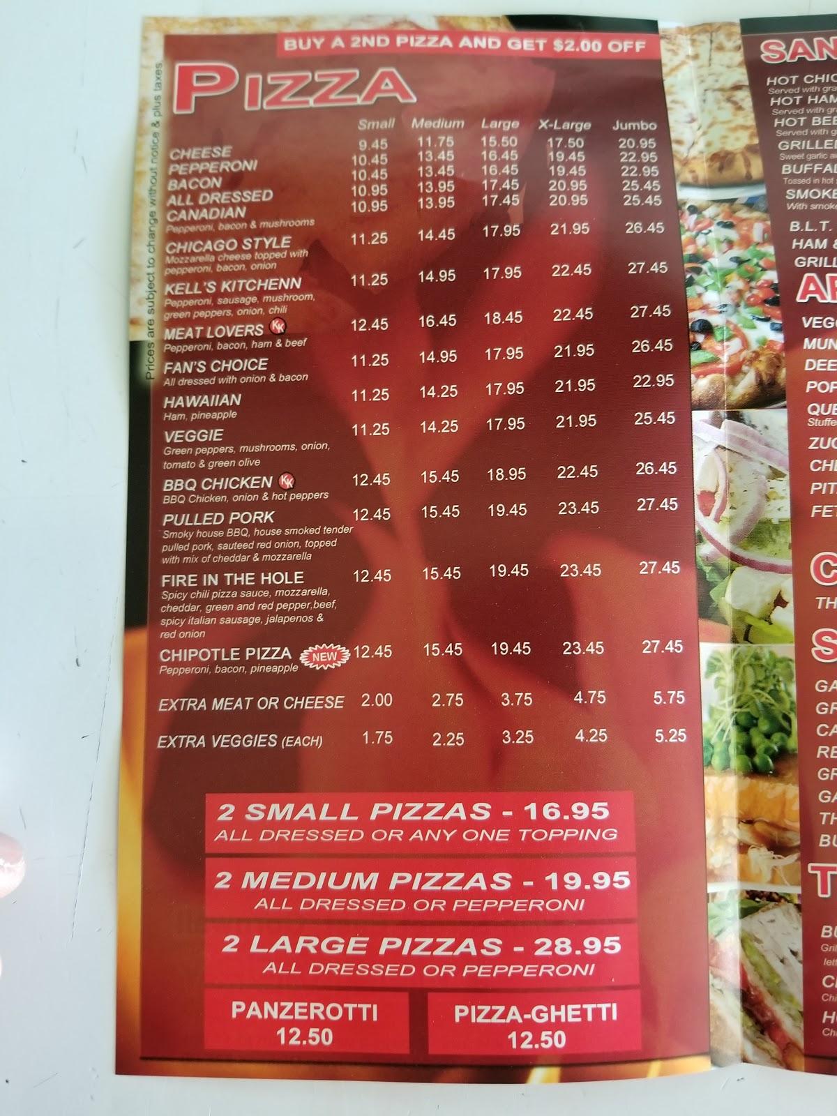 Menu at Kell's Kitchenn restaurant, Cornwall
