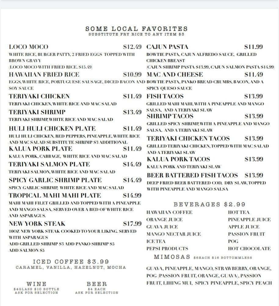 Menu at My Friends Place restaurant, Manteca