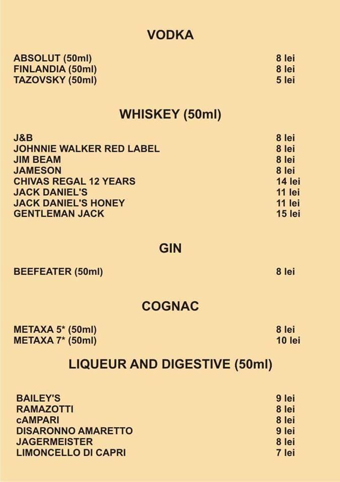 Menu at Seven Bar, Craiova