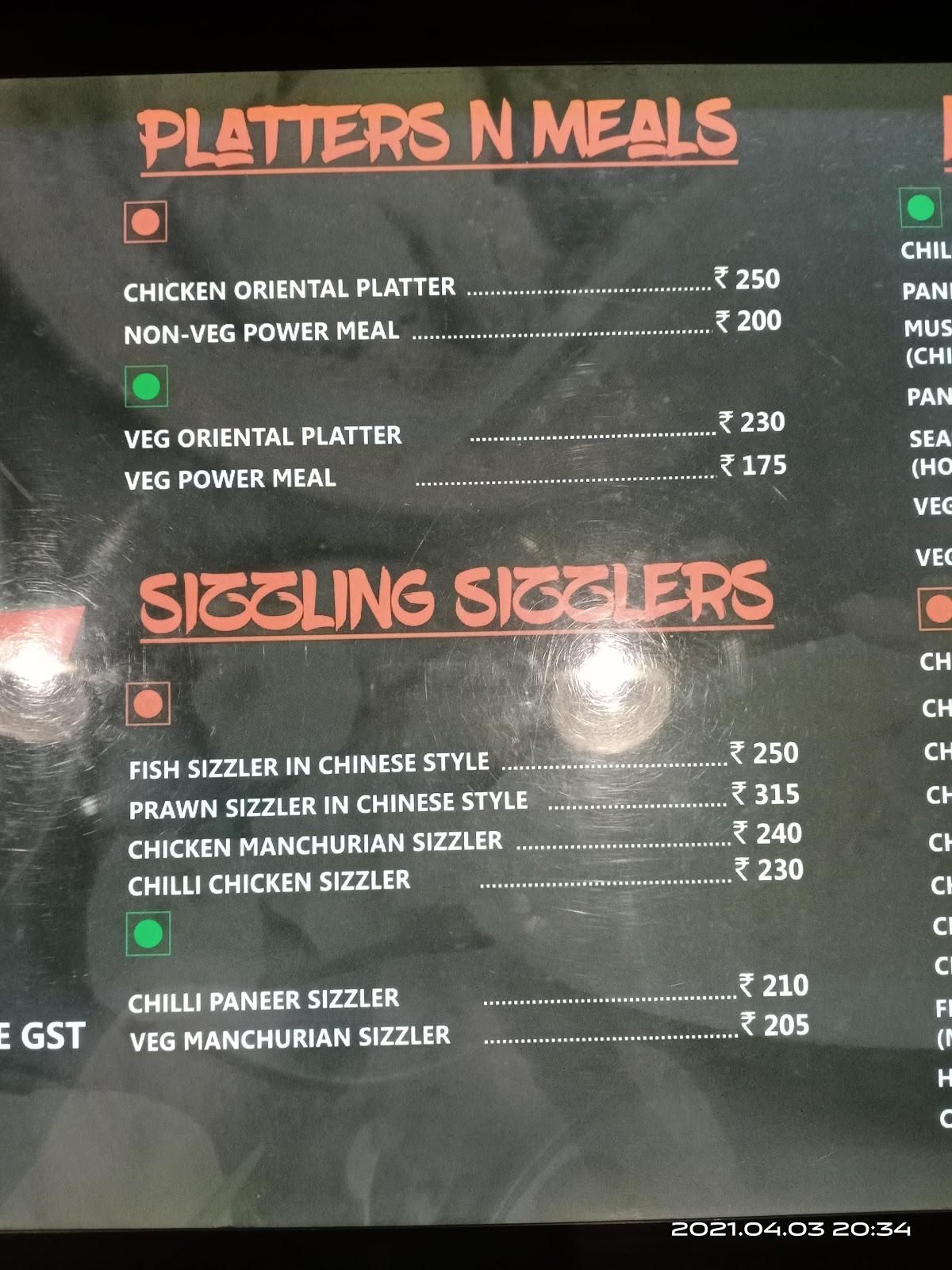 Menu at Tropical Chinese Lake Mall, Kolkata