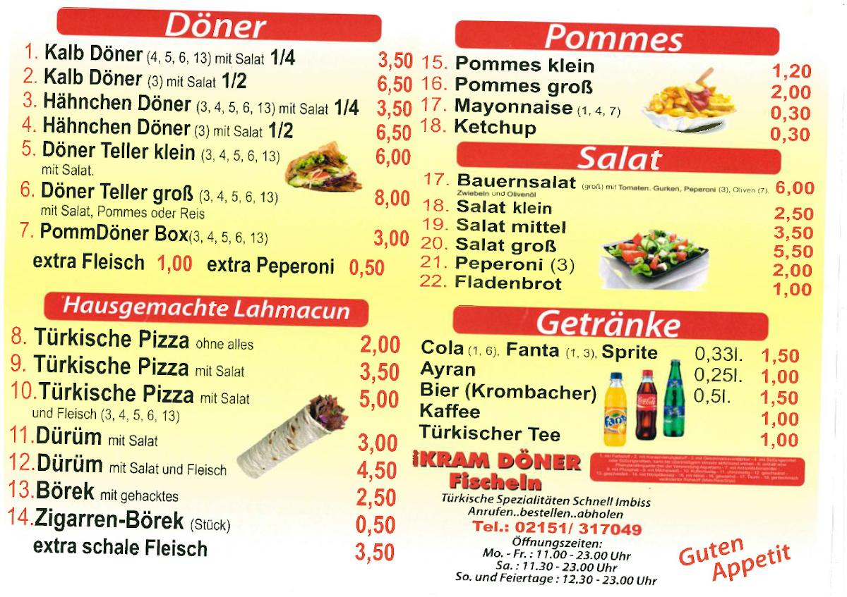 Speisekarte von Ikram Döner restaurant, Krefeld